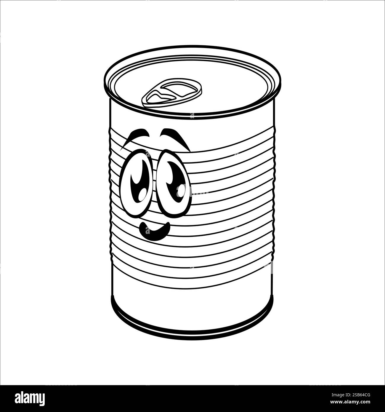 Opened tin can. Vector outline icon. cartoon Stock Vector Image & Art ...