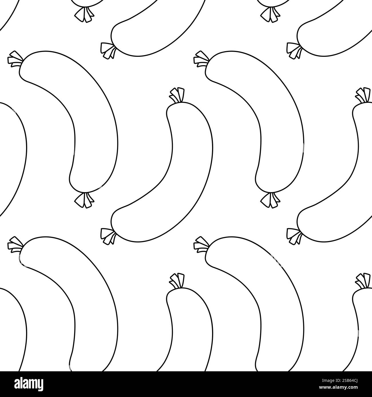 Sausage doodle seamless pattern with a black and white color suitable ...