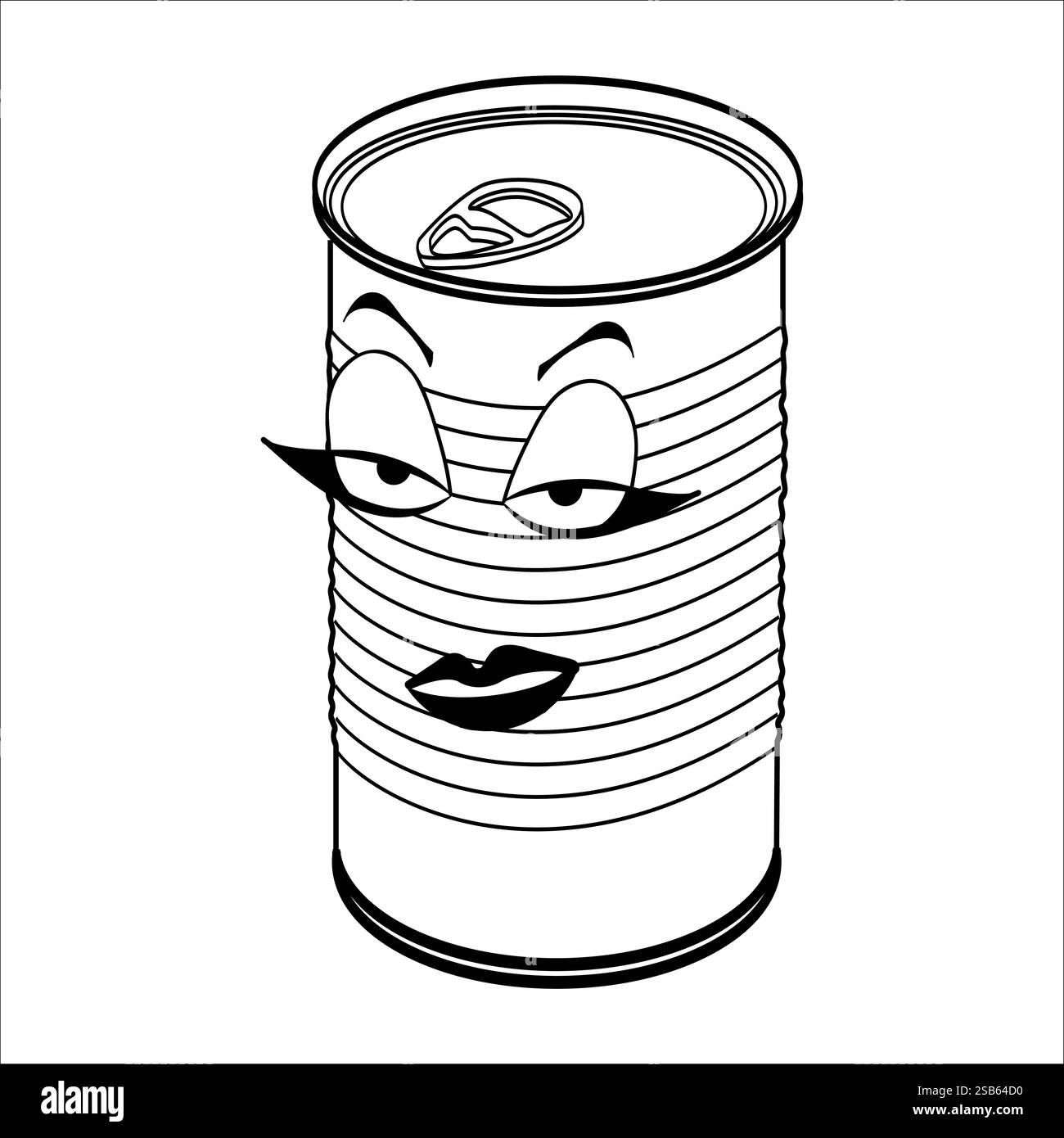 Opened tin can. Vector outline icon. cartoon Stock Vector Image & Art ...