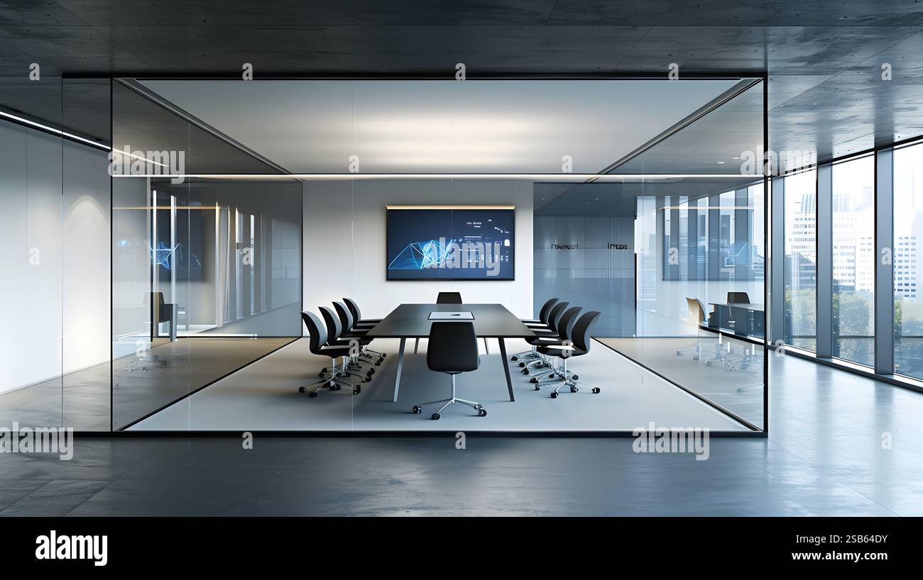 A sleek and modern conference room equipped with the latest technology ...