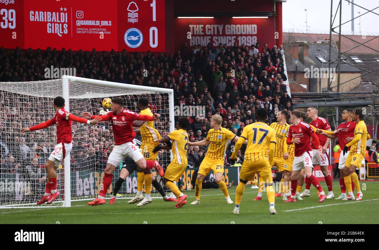 Nottingham, UK. 01st Feb, 2025. Morgan Gibbs-White (NF) scores the second Forest goal (2-0) at ...