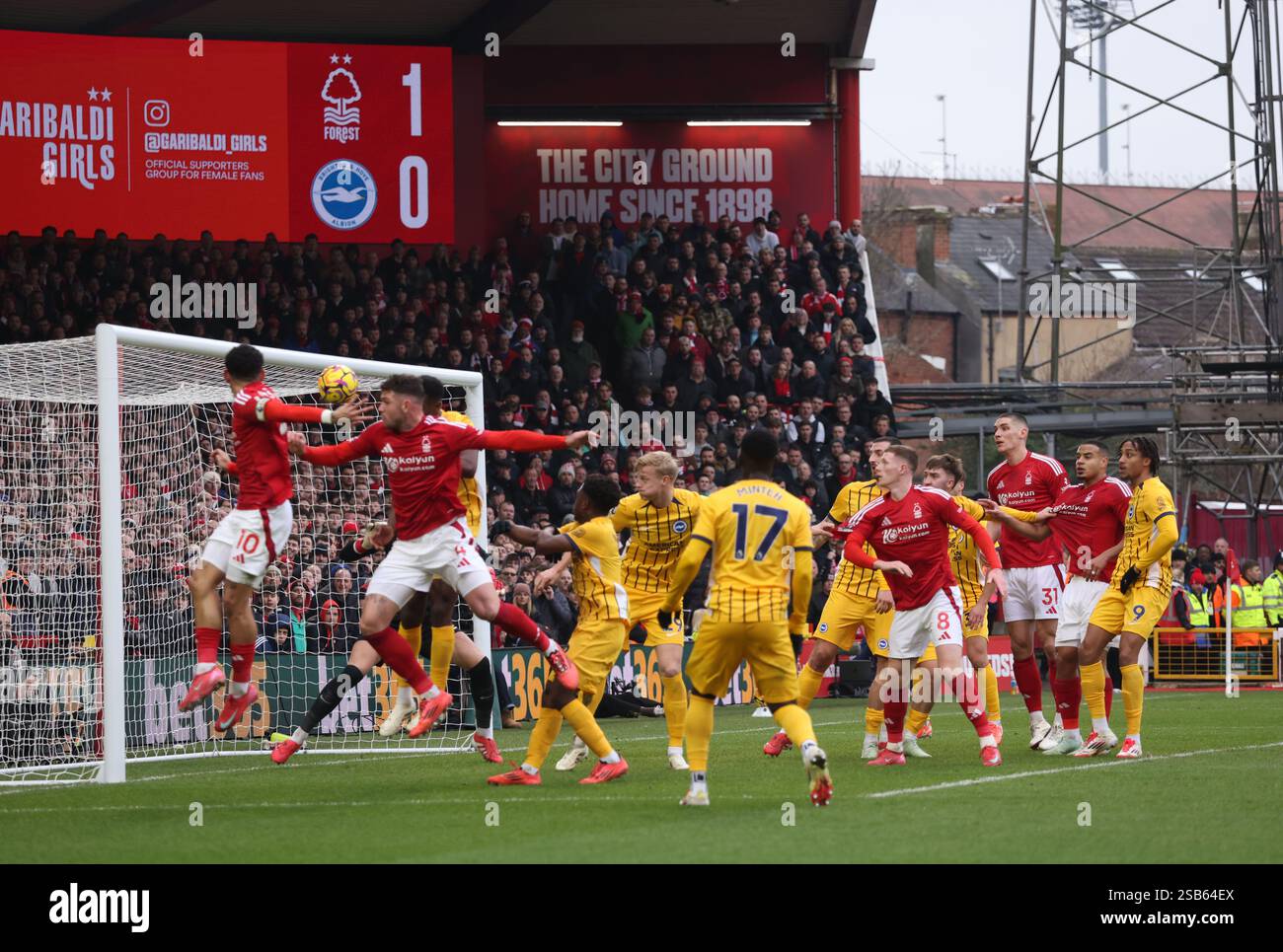 Nottingham, UK. 01st Feb, 2025. Morgan Gibbs-White (NF) scores the second Forest goal (2-0) at ...