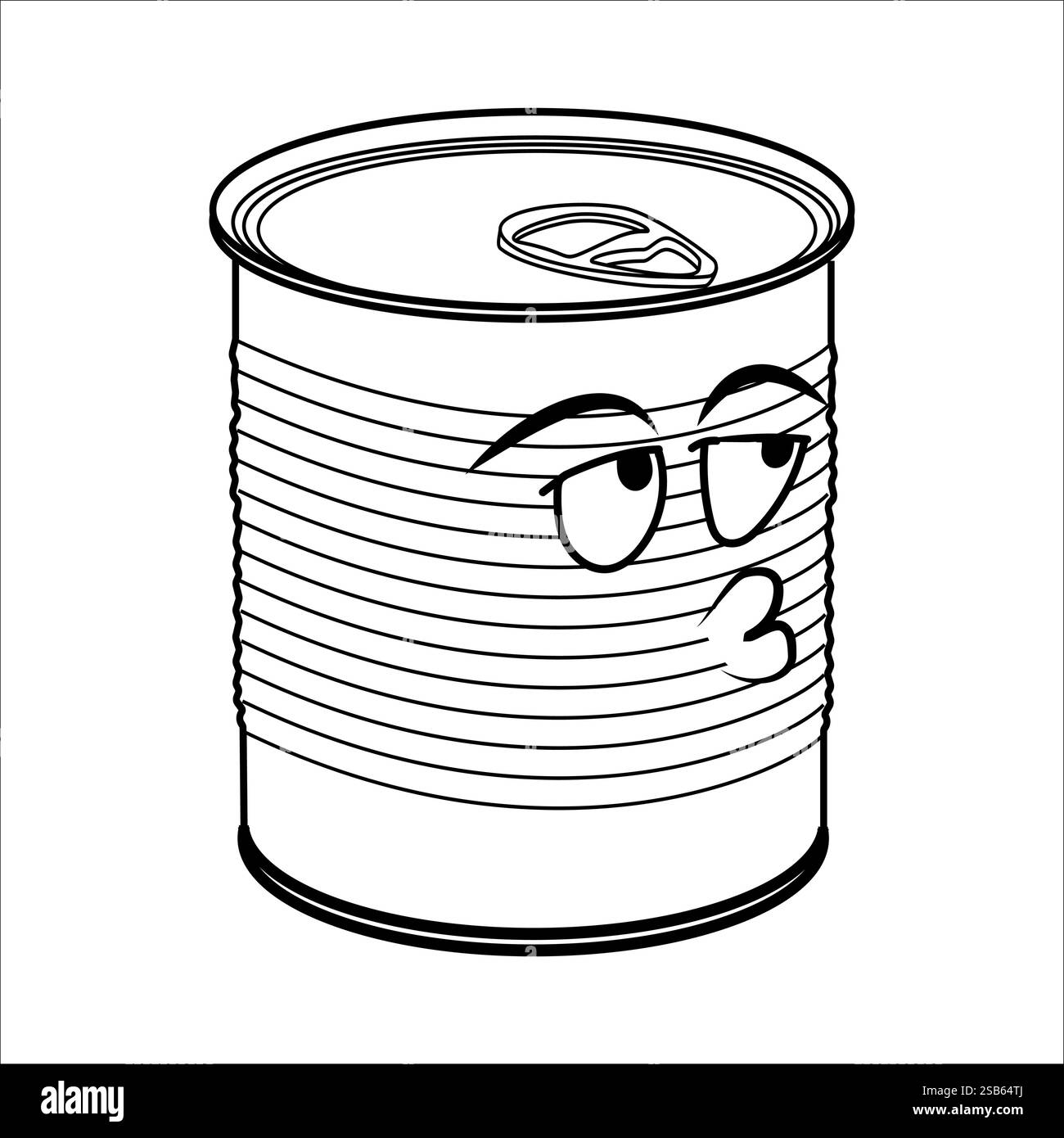 Opened tin can. Vector outline icon. cartoon Stock Vector Image & Art ...