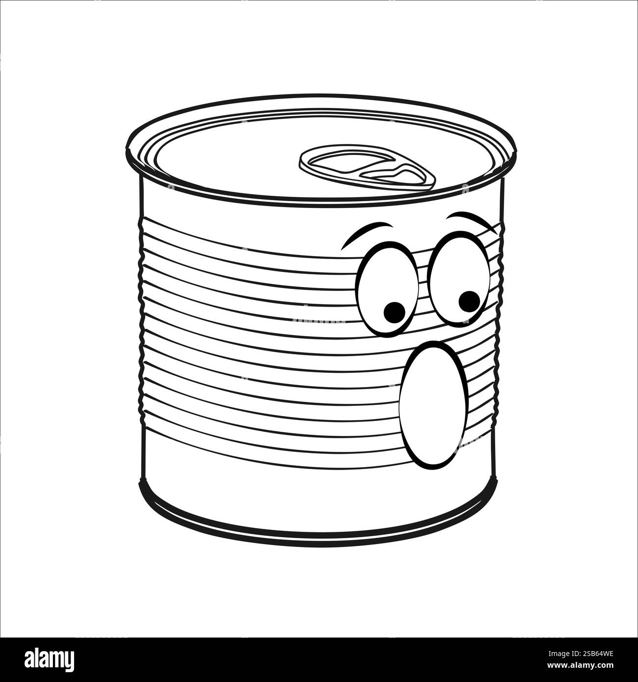Opened tin can. Vector outline icon. cartoon Stock Vector Image & Art ...