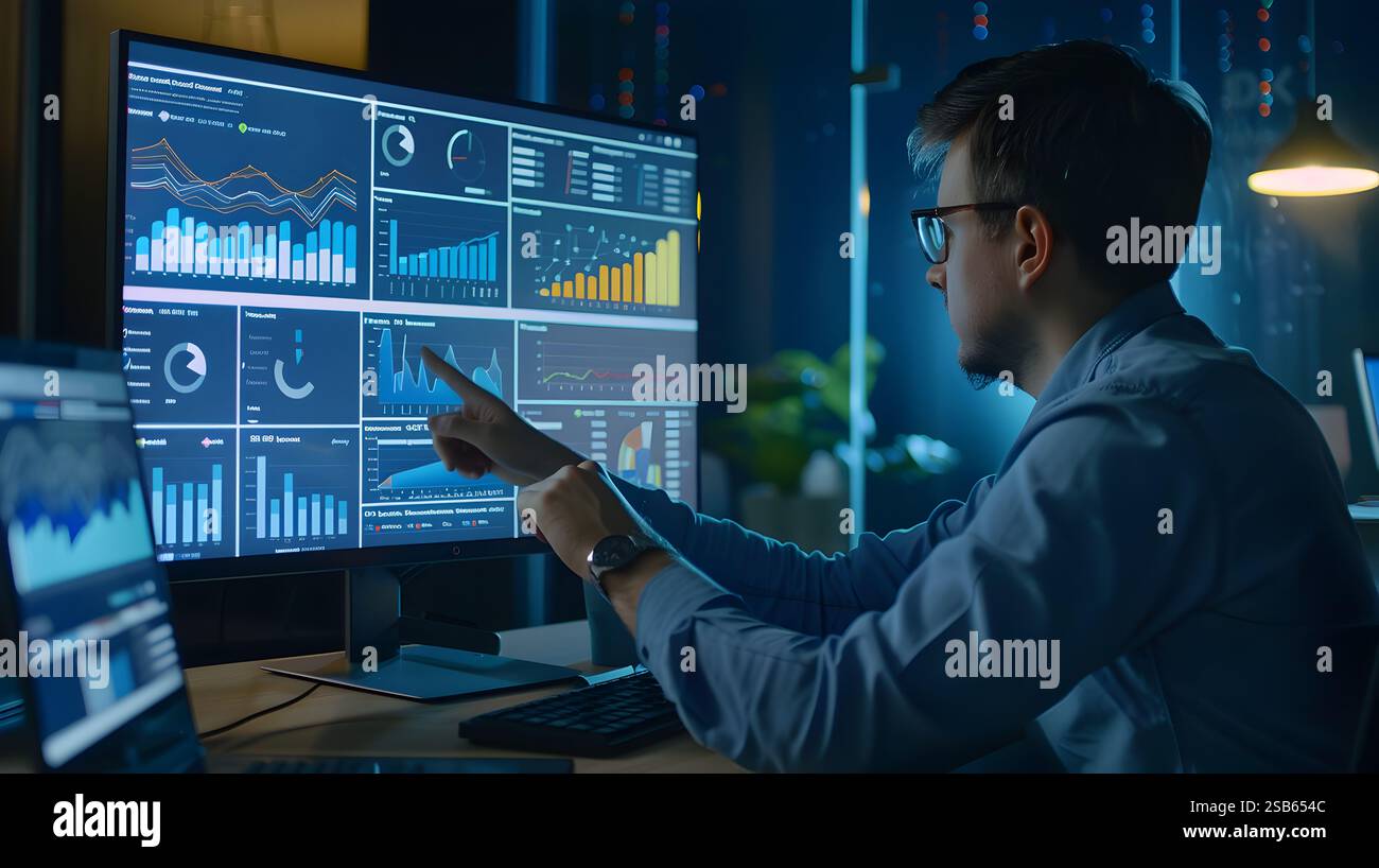 This image showcases a detailed data analytics dashboard displayed on a ...