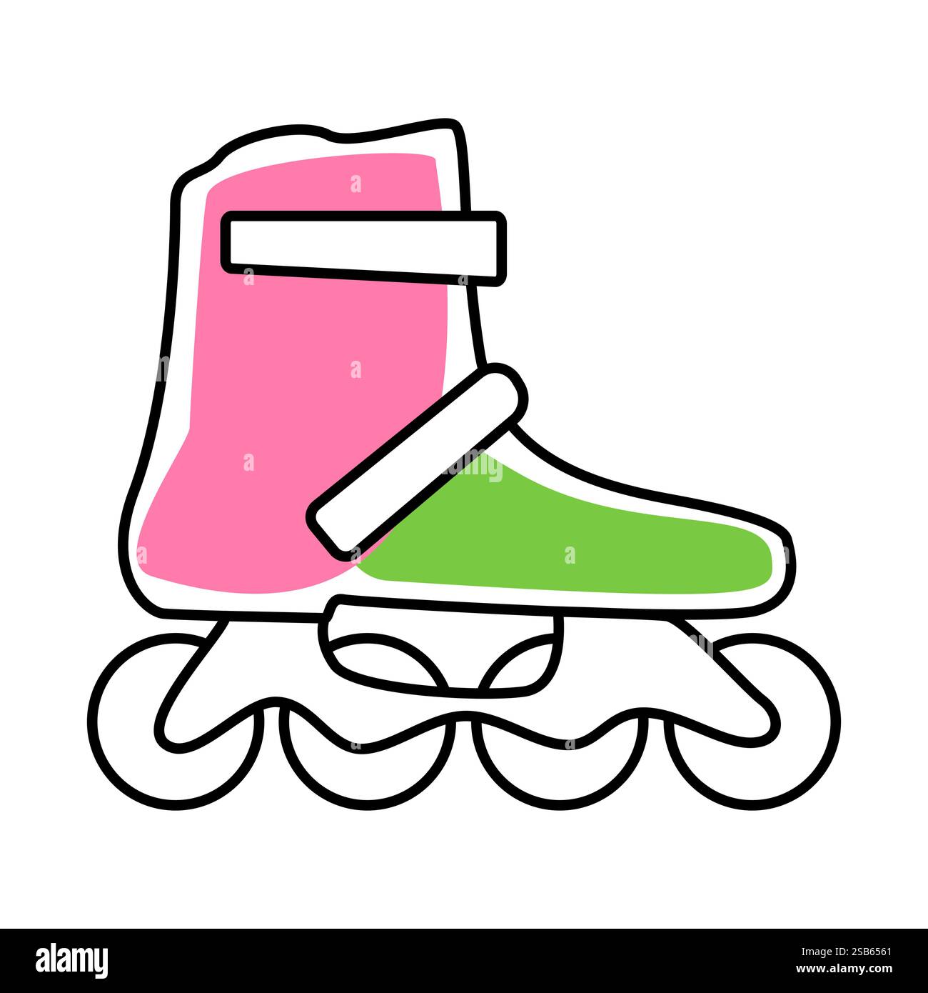 roller skates, sketch style, hand-drawn illustration highlighted on a ...