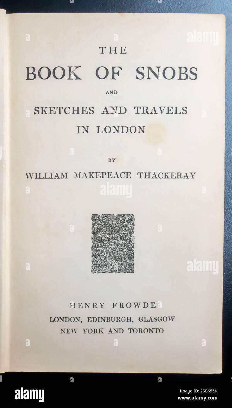 title page - William Makepeace Thackeray, The Book Of Snobs Published ...