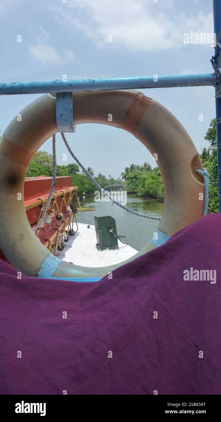 life belt with warning sign on risks and hazards in seafaring and ...