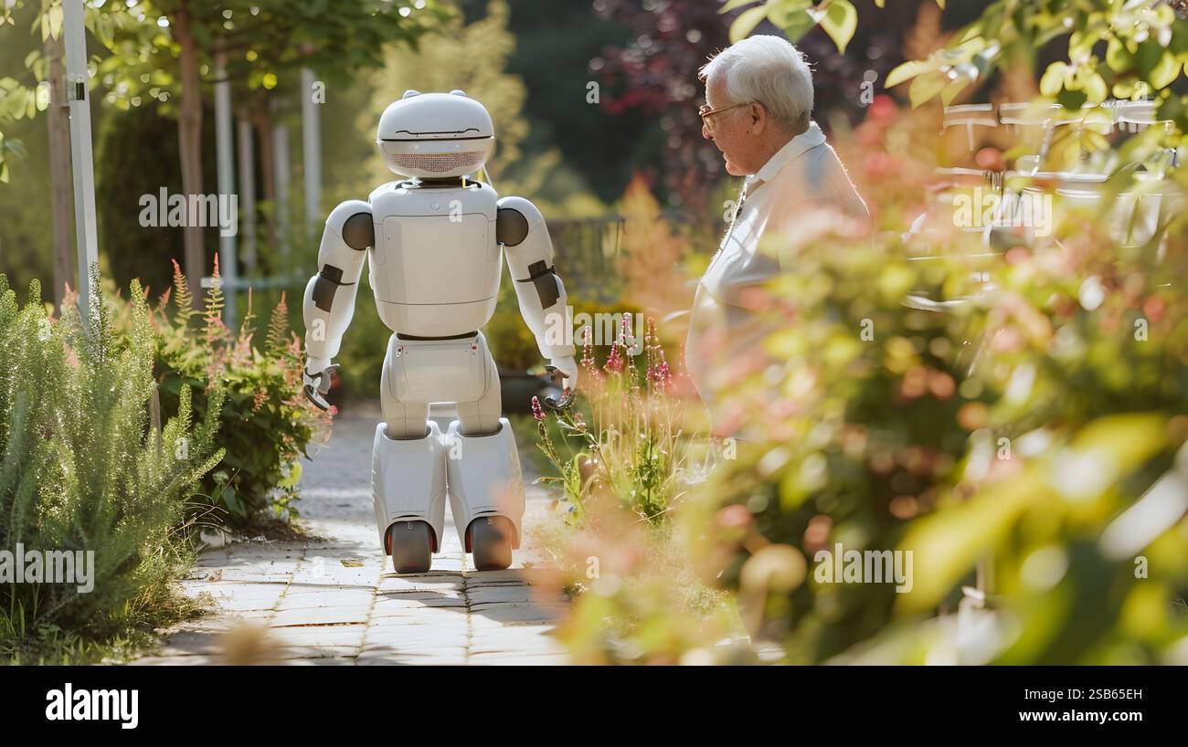 An advanced AI-powered robotic mobility assistant device is helping an ...