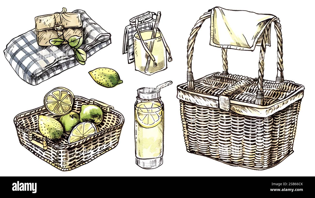 A delightful hand-drawn sketch depicting the essential items for a ...