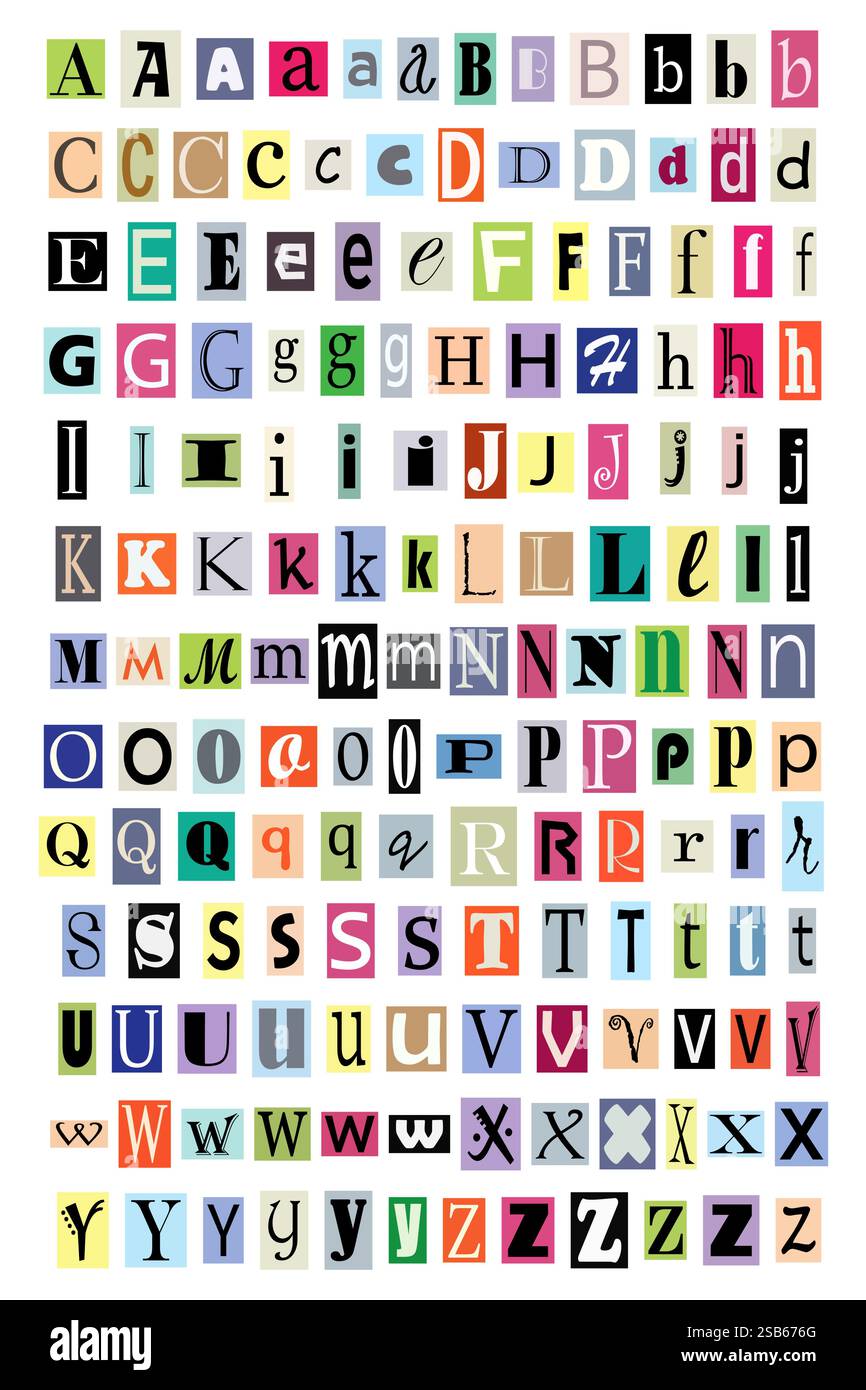 A colorful collage of the English alphabet Stock Vector Image & Art - Alamy