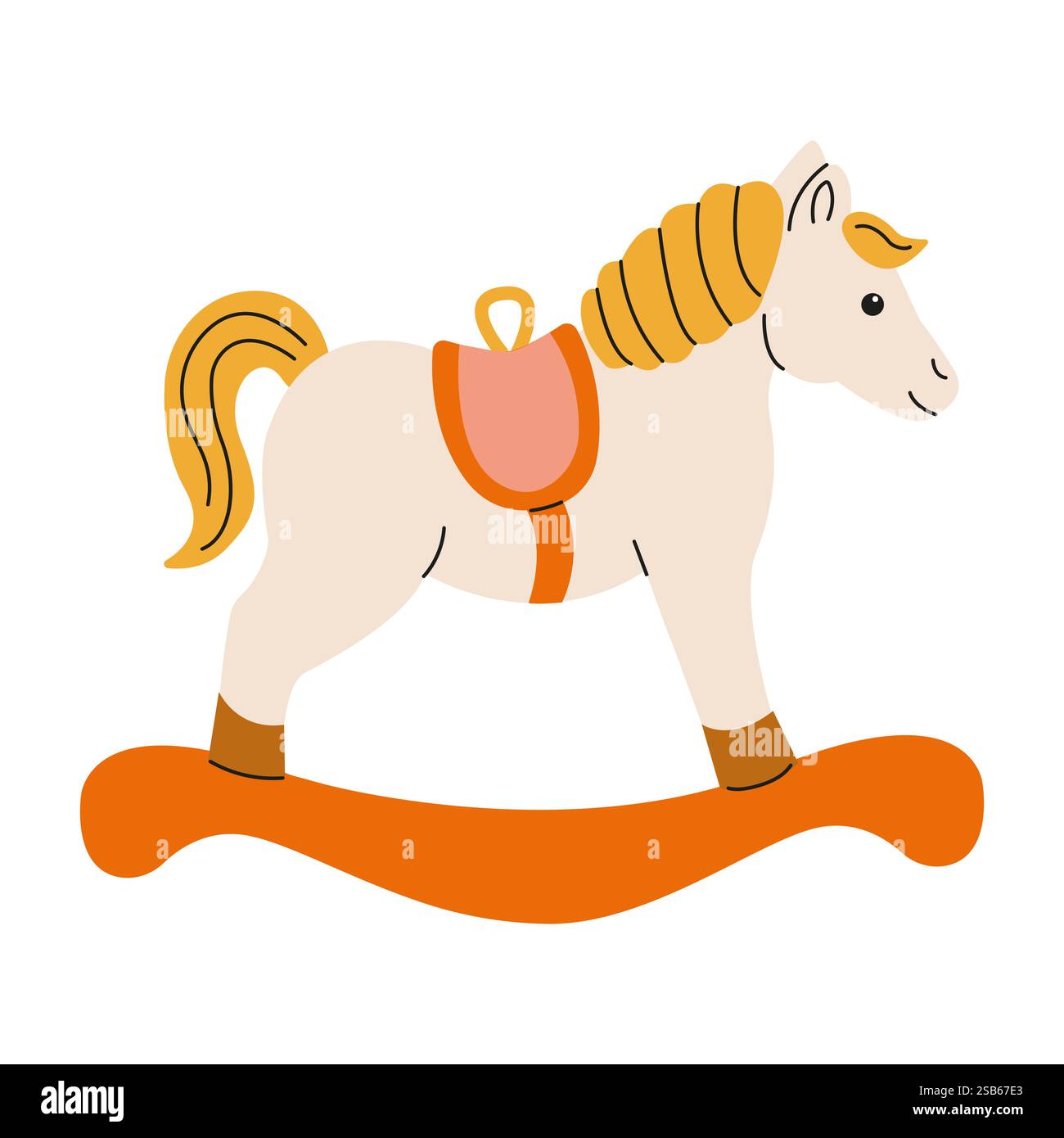 A delightful wooden rocking horse toy designed for children, featuring ...