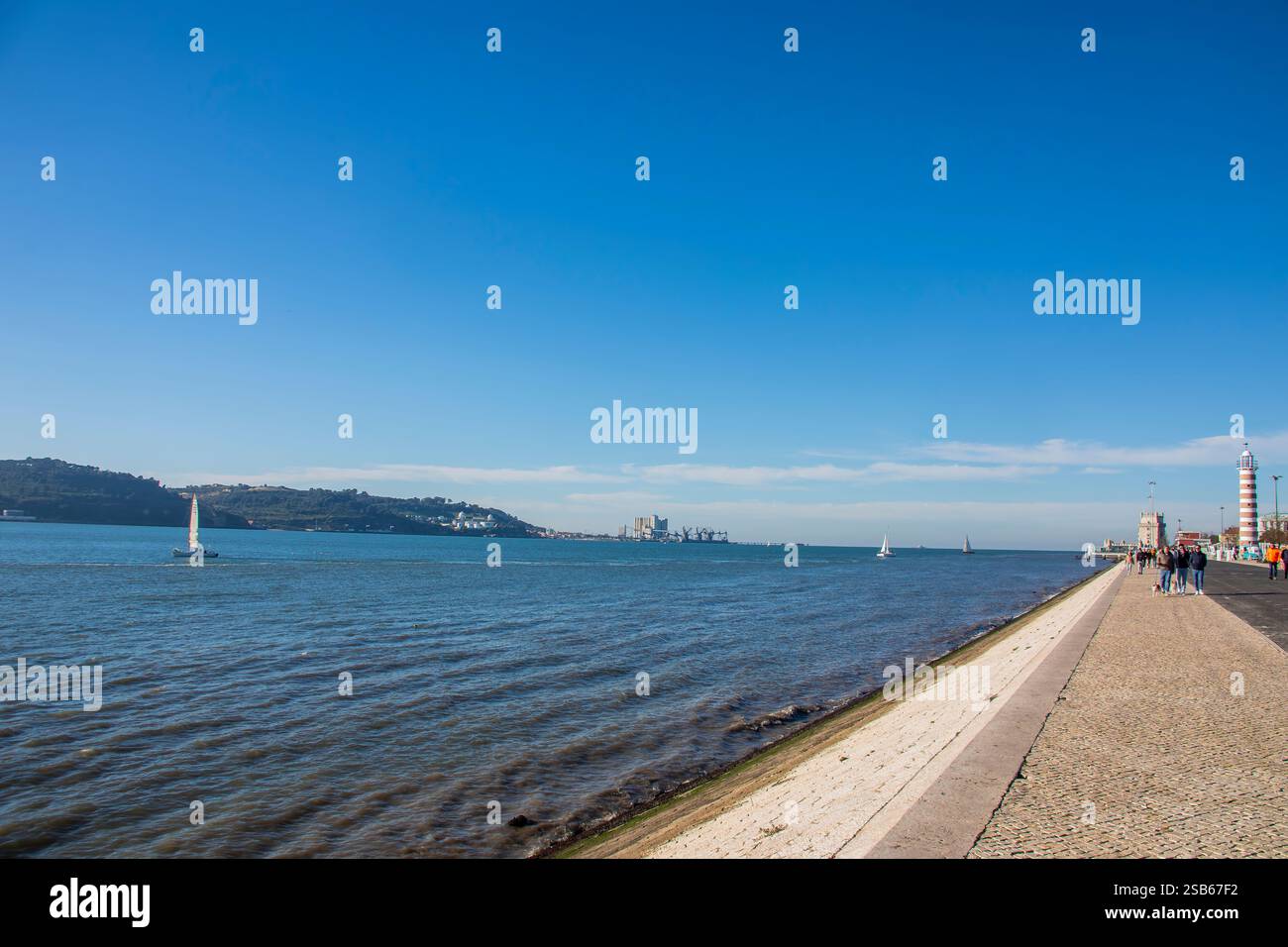 Lisbon Portugal 18th Jan 2025: The beach view seamlessly connects the ...