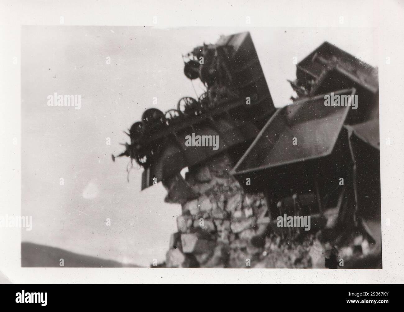 Vintage WWII Train Wreck Scene, 1940s (Black and White Stock Photo - Alamy