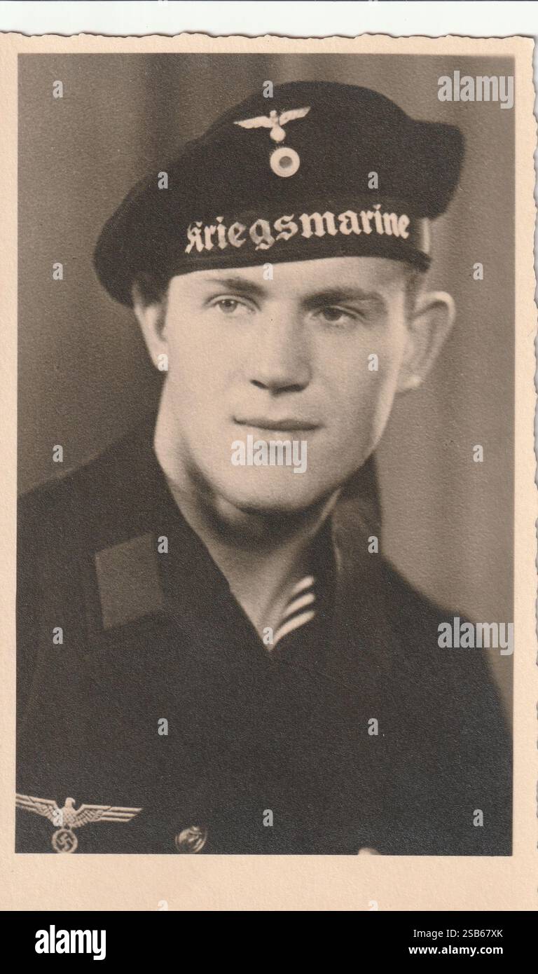 Vintage WWII German Kriegsmarine Sailor Portrait (circa 1940s Stock ...