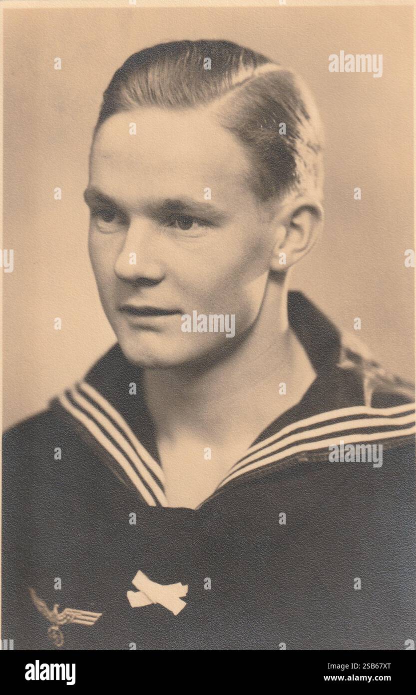 Vintage WWII German Kriegsmarine Sailor Portrait (circa 1940s Stock ...