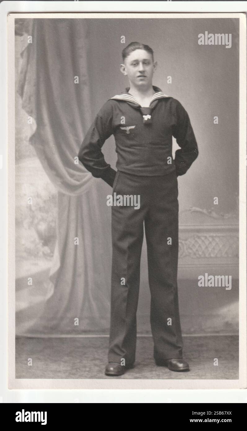 Vintage WWII German Kriegsmarine Sailor Portrait (circa 1940s Stock ...