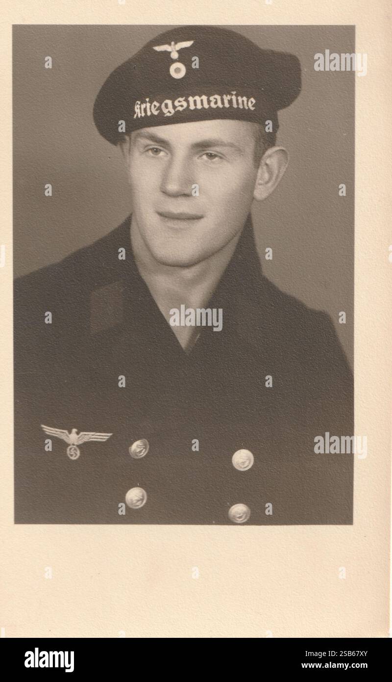 Vintage WWII German Kriegsmarine Sailor Portrait (circa 1940s Stock ...