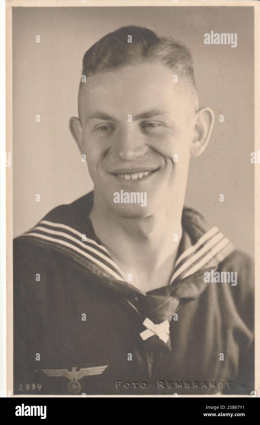 Vintage WWII German Kriegsmarine Sailor Portrait (circa 1940s Stock ...
