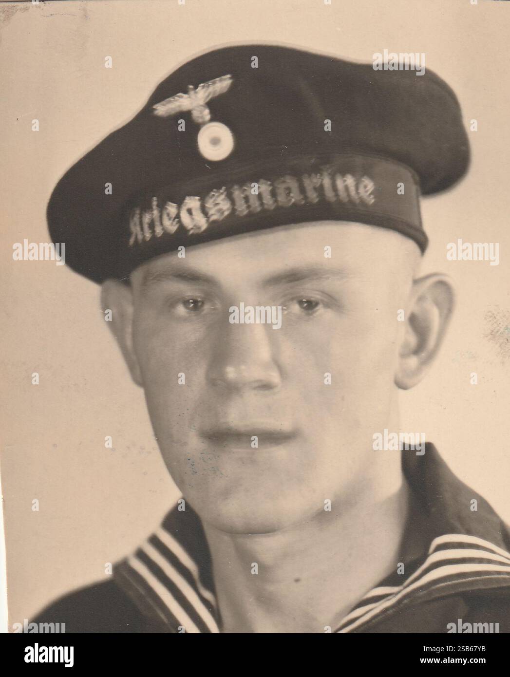 Vintage WWII German Kriegsmarine Sailor Portrait (circa 1940s Stock ...