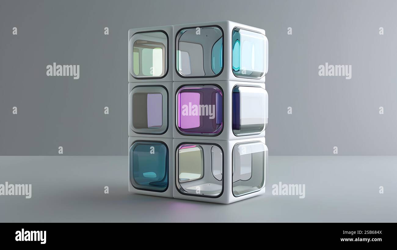 A striking and visually captivating abstract image featuring a modular ...