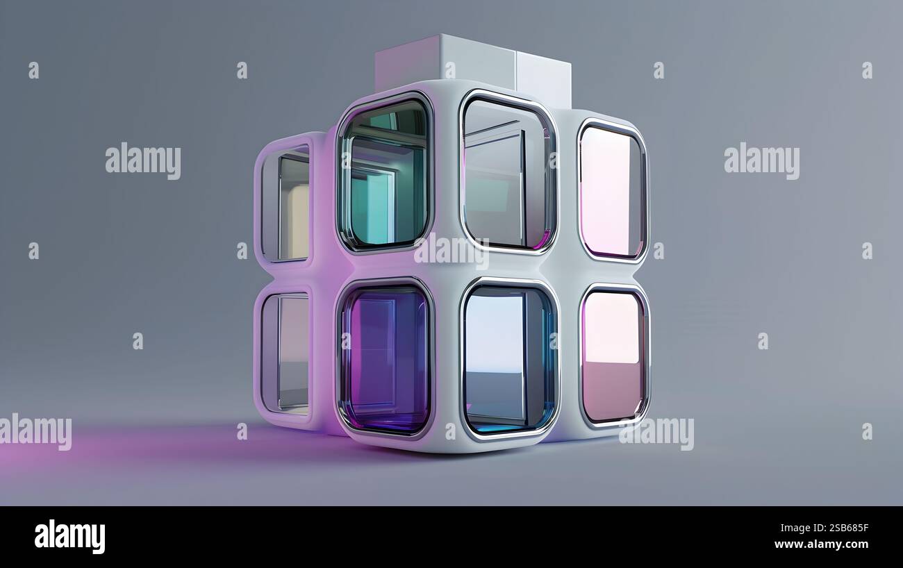This image depicts a striking,minimalist cuboid structure with a ...