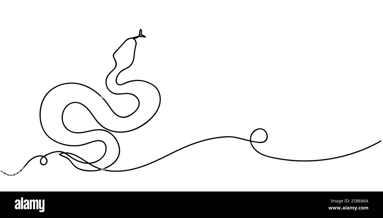 A minimalist line drawing illustrates a snake in an abstract style ...