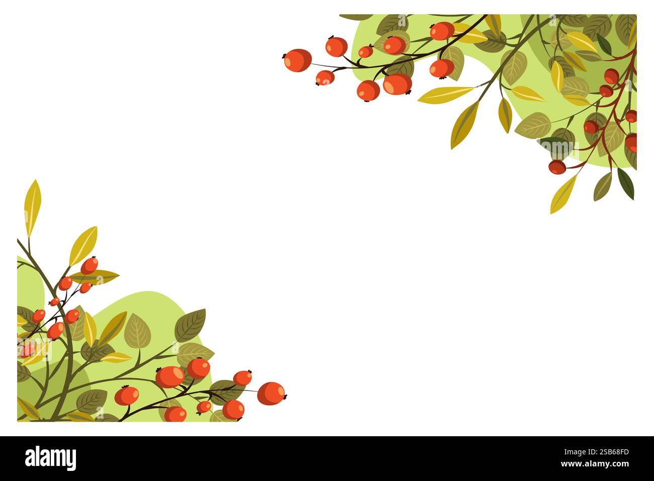 Vector background corners, summer botanical leaves, organic shapes ...
