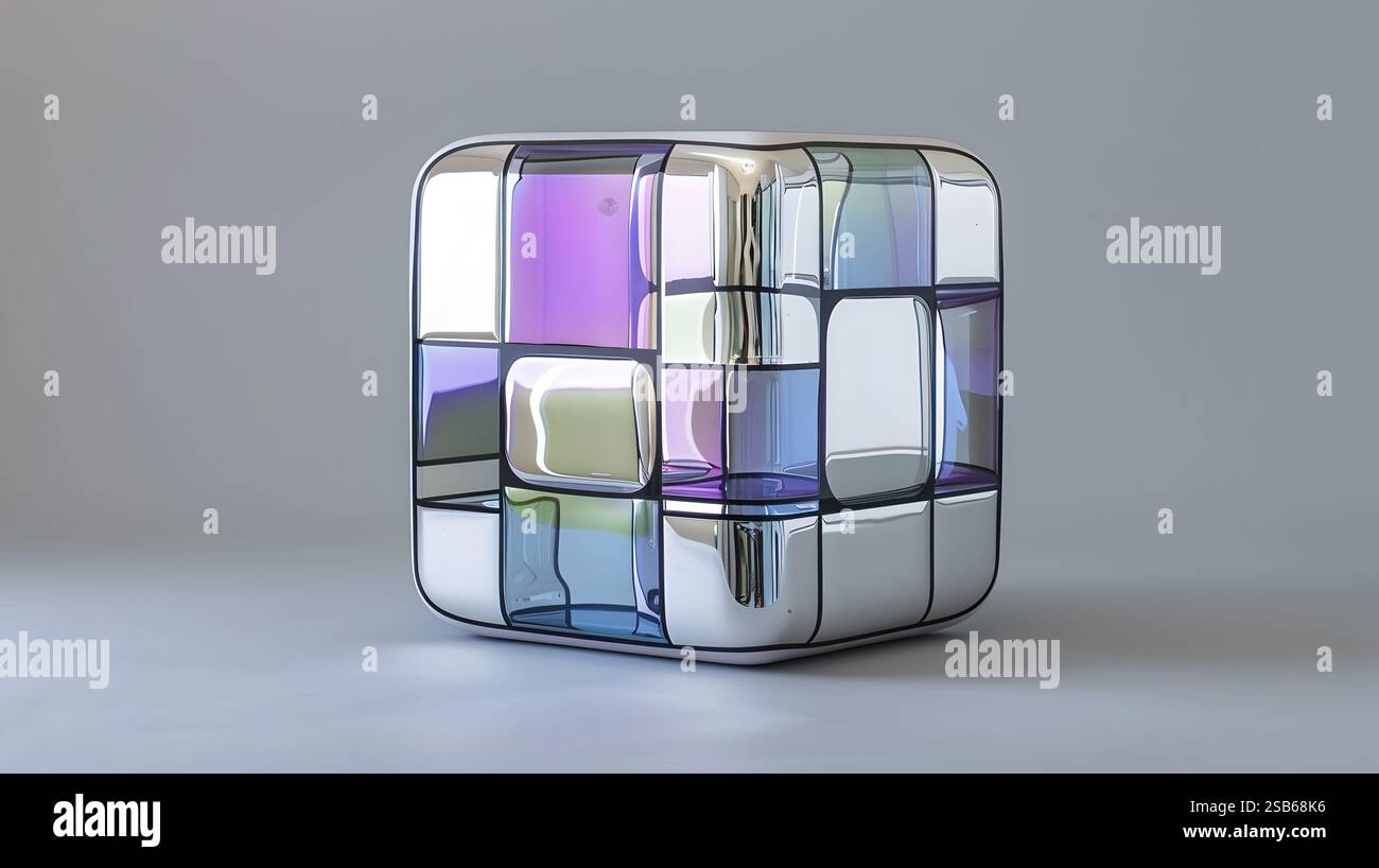 A striking and visually captivating minimalist cuboid sculpture with a ...