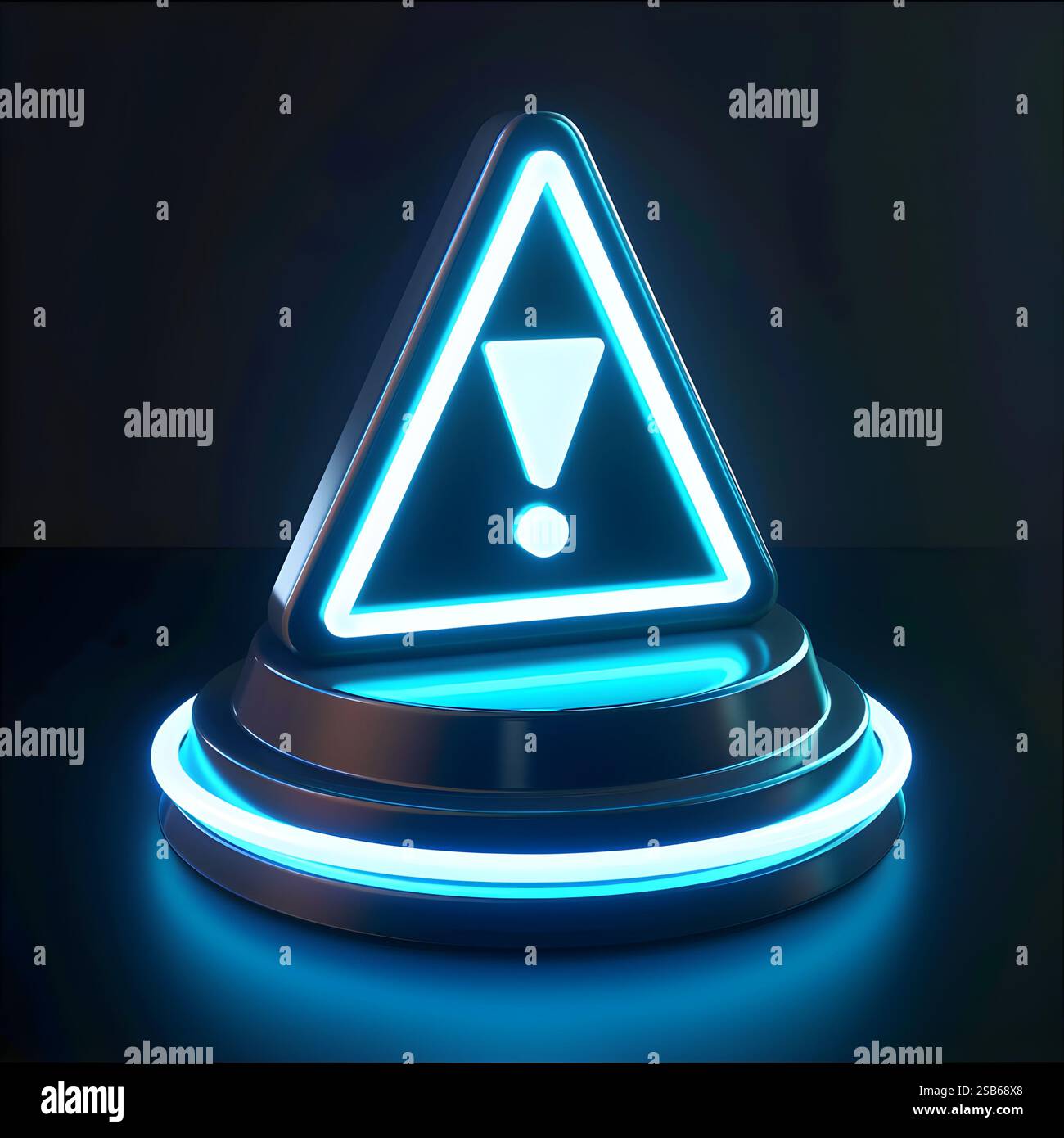 This striking image is a 3D render of a warning icon in a bold ...