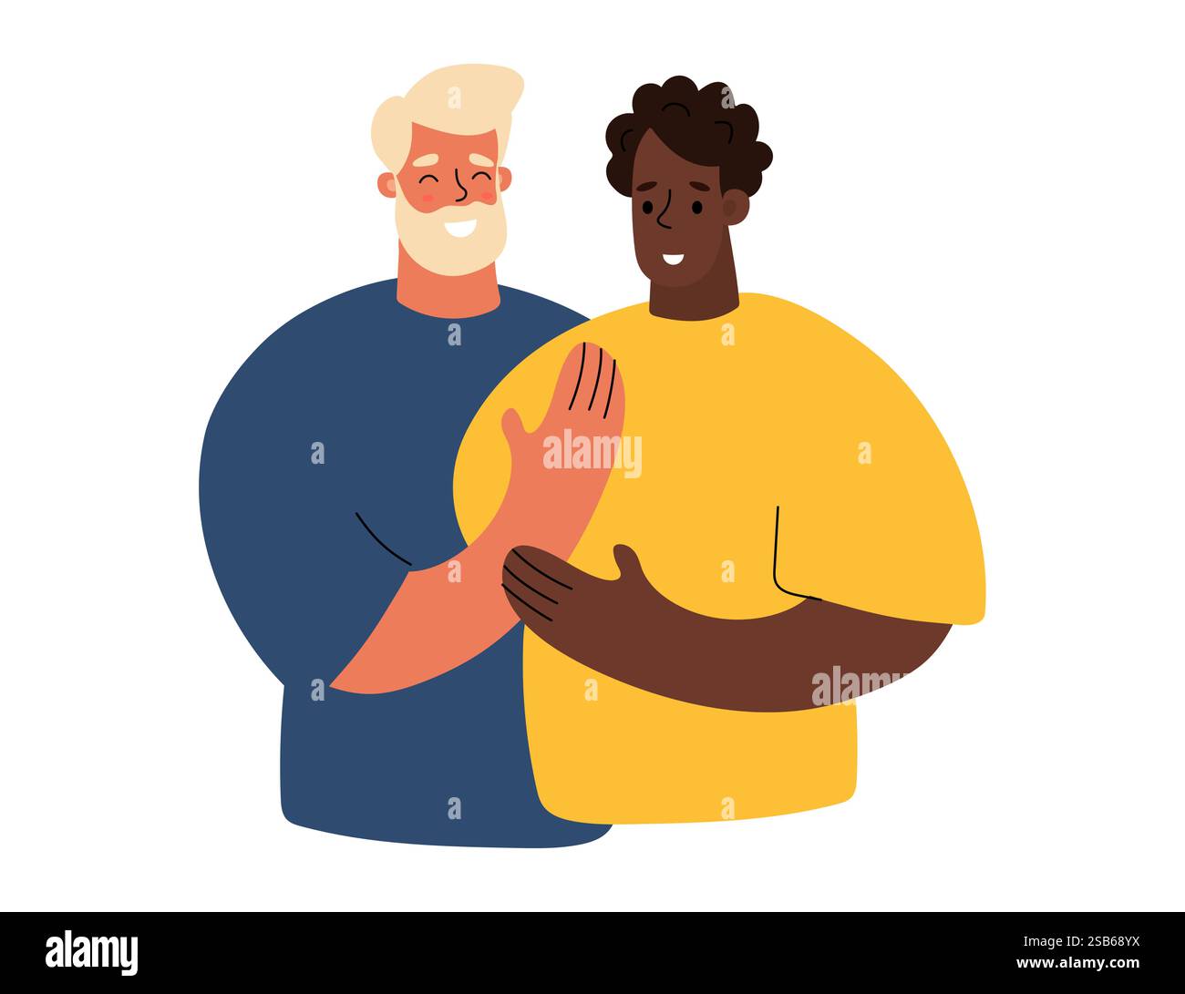 Two friends share a joyful moment as they embrace, showcasing their ...