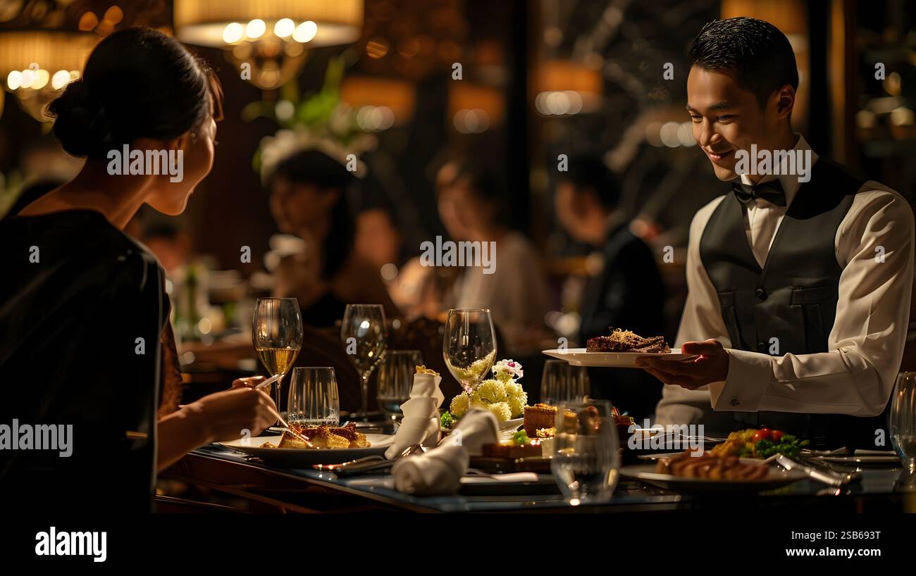 This image captures the elegant and sophisticated ambiance of a fine ...