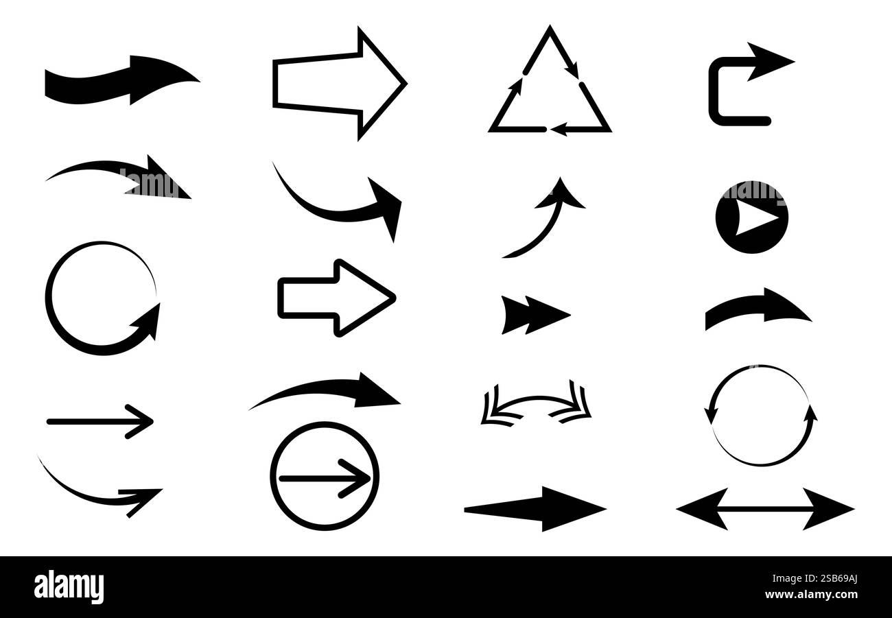 Set arrow icons, Collection different types of arrows sign. Black vector arrows fully editable ...