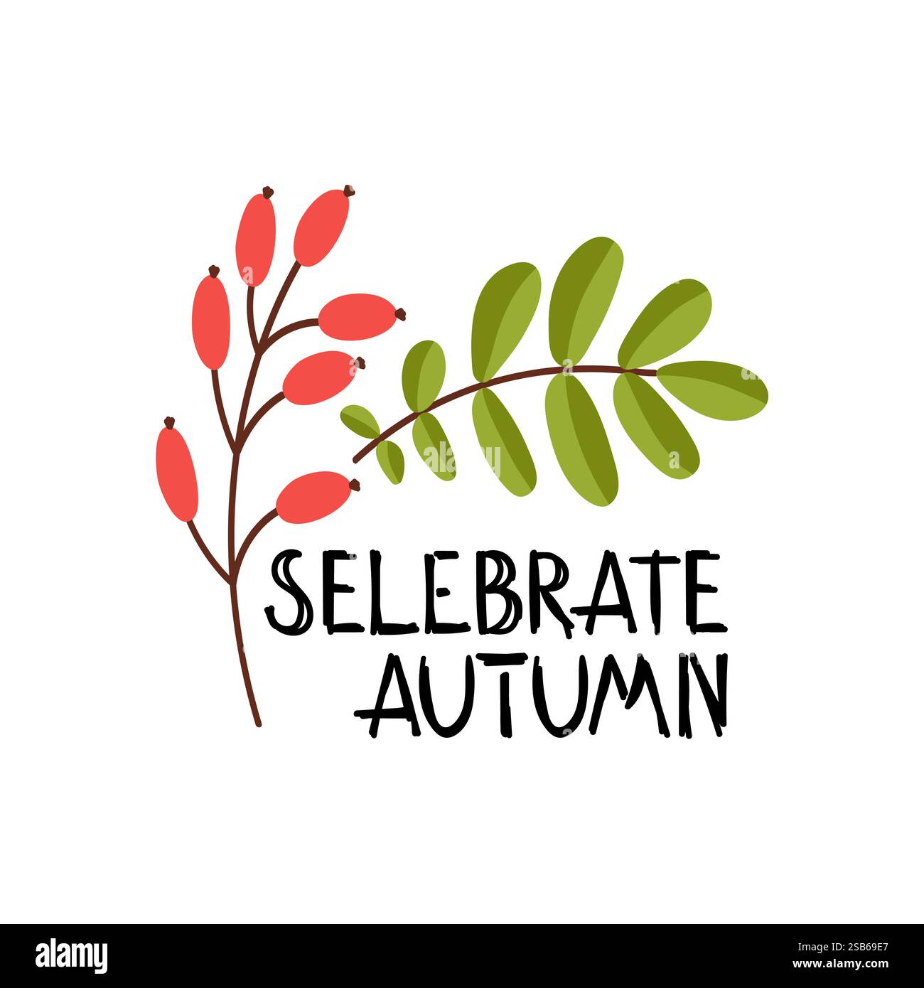 One line drawing of autumn leaf. Autumn script font and leaves isolated ...