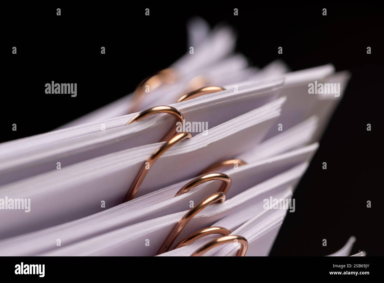 joined white sheets of cellulose paper for records, stapled together ...