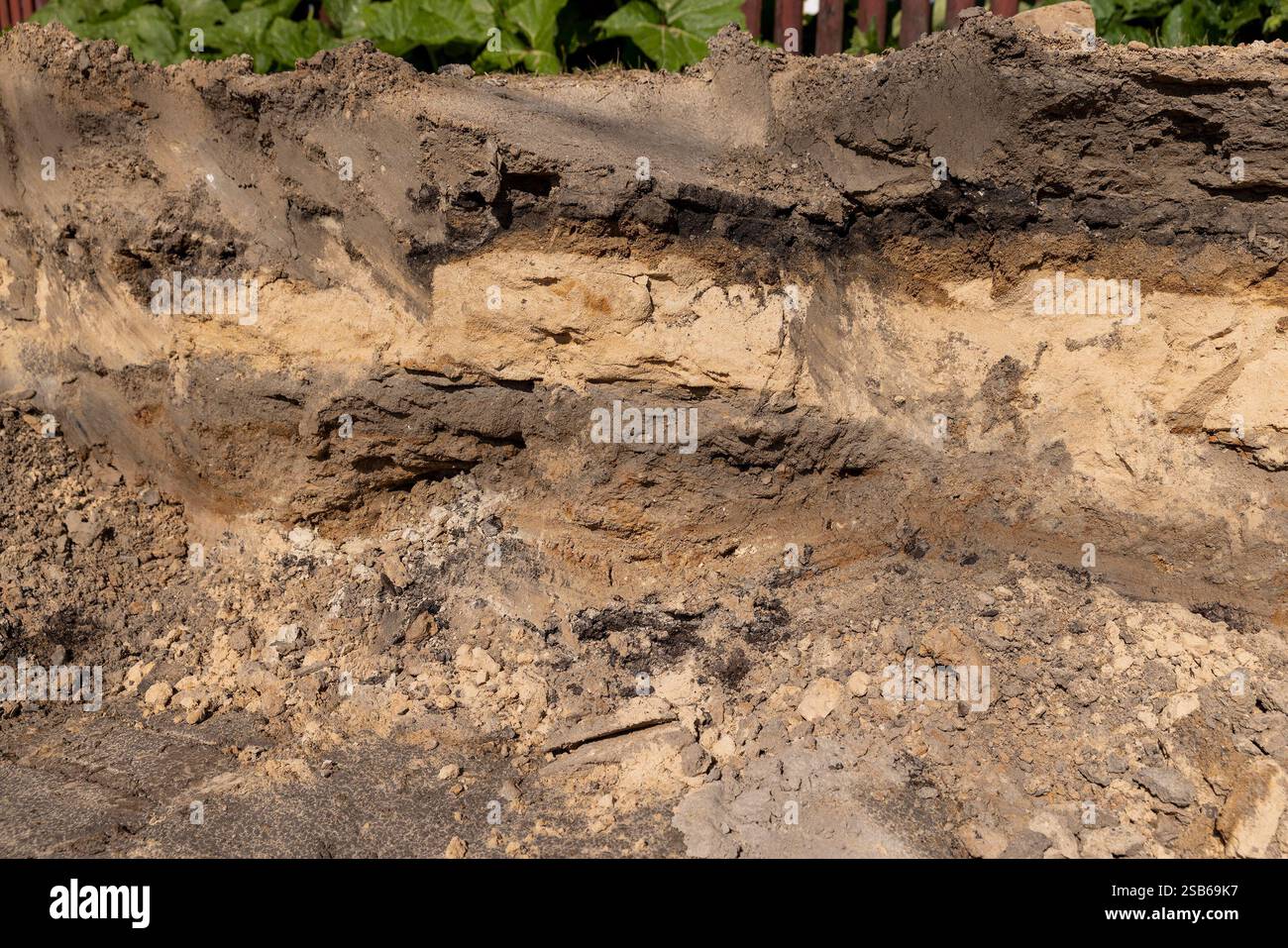 a part of the excavated pits during construction work on the road ...