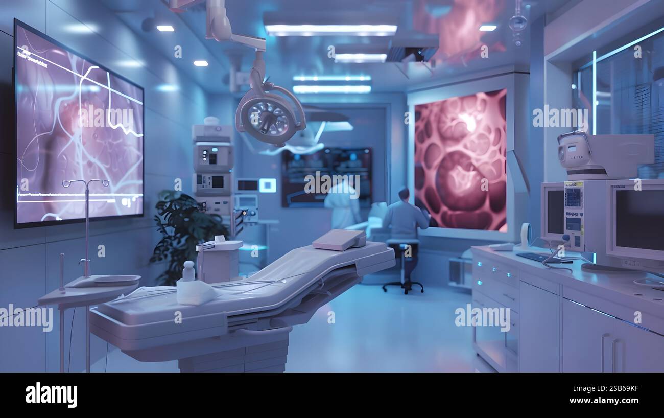 This image depicts a state-of-the-art medical setting where a skilled ...