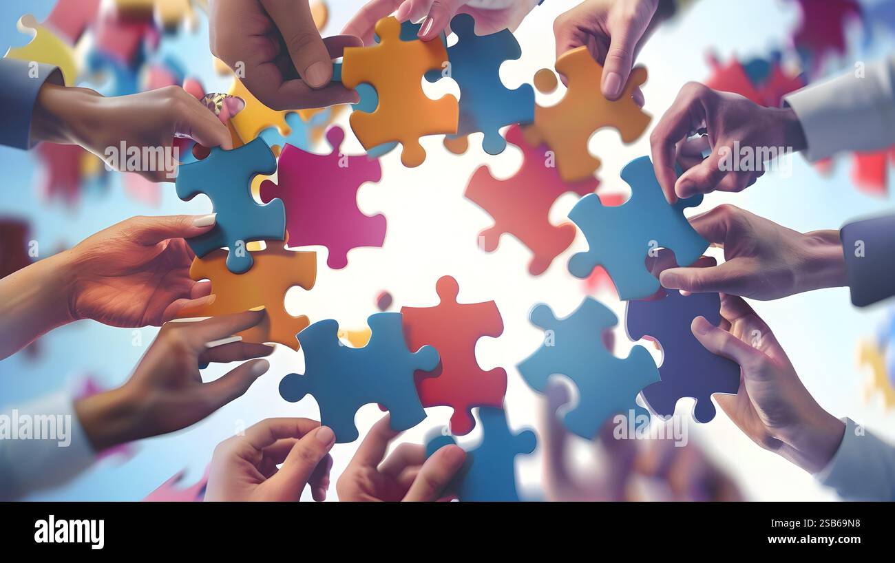 A detailed 3D depicting diverse hands coming together to collaborate ...