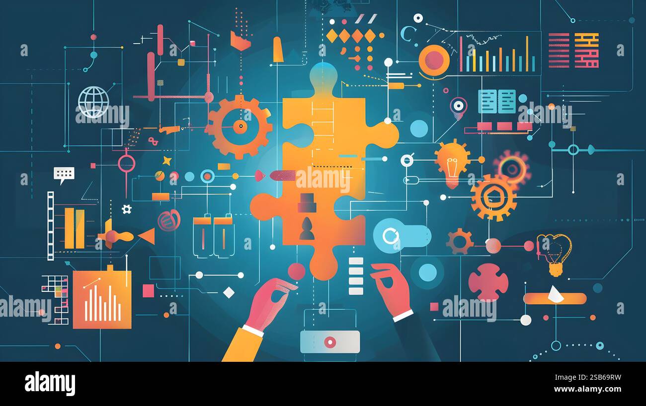 This minimalist depicts a set of hands carefully placing the final ...