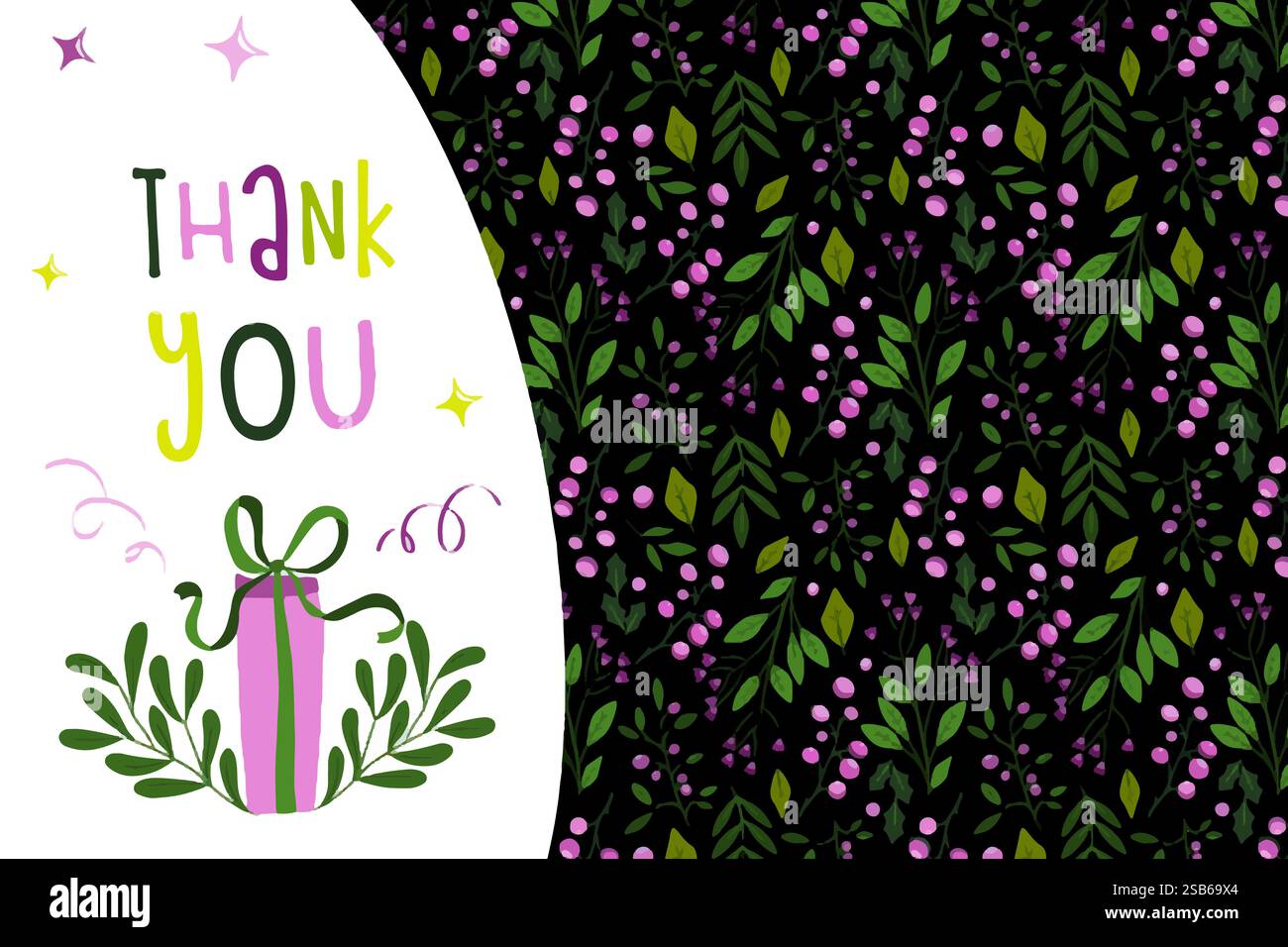 Thank You Appreciation Gratitude Floral Leaves Trendy Typography Vector ...