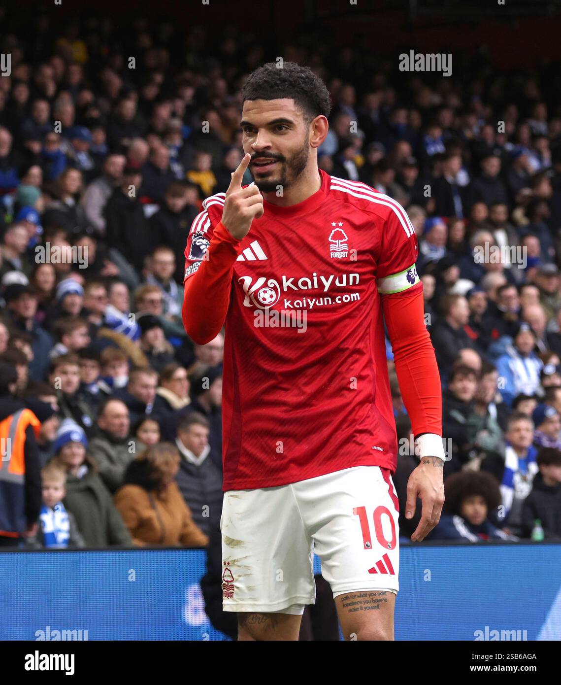 Nottingham, UK. 01st Feb, 2025. Morgan Gibbs-White (NF) celebrates ...