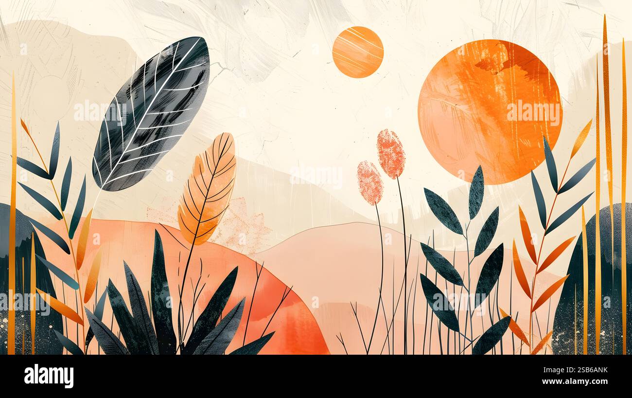 This captivating abstract boasts a harmonious blend of organic shapes ...