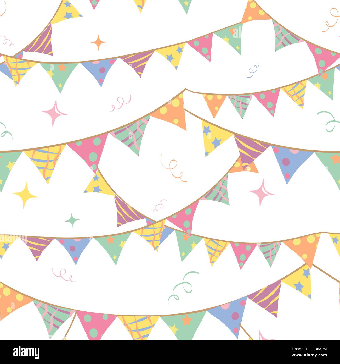 The pattern is festive with flags, confetti streamers. Background for ...