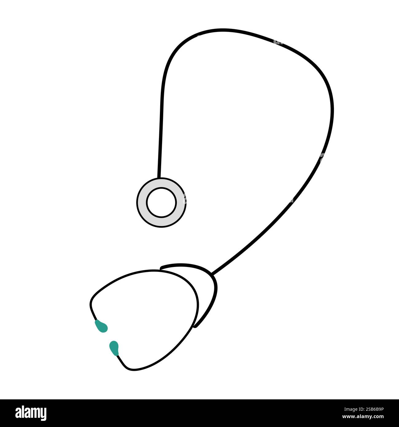 A stethoscope is depicted with earpieces and a diaphragm, illustrating ...