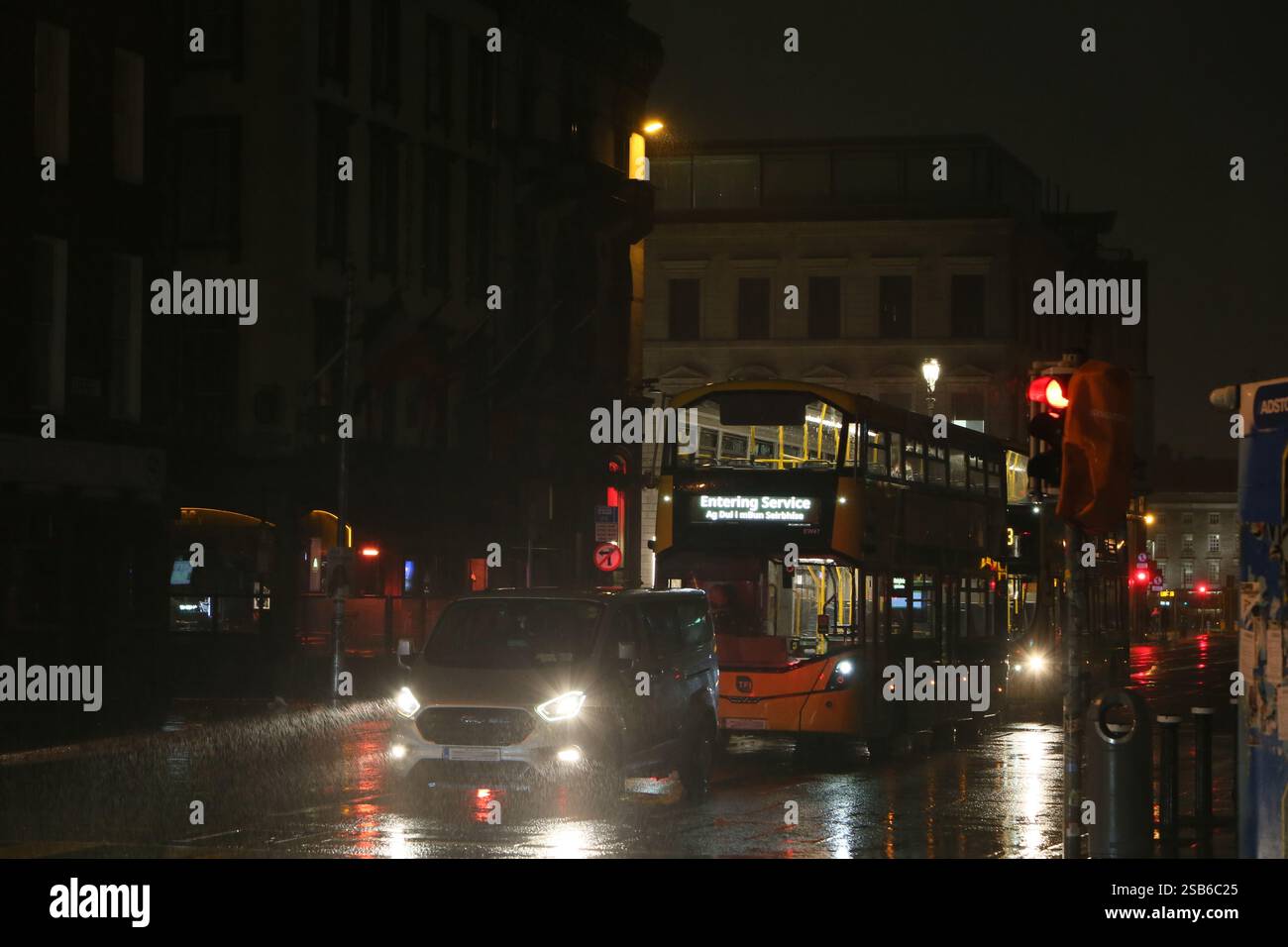 Dublin, Ireland - 28th January 2025 - a van and buses driving through ...