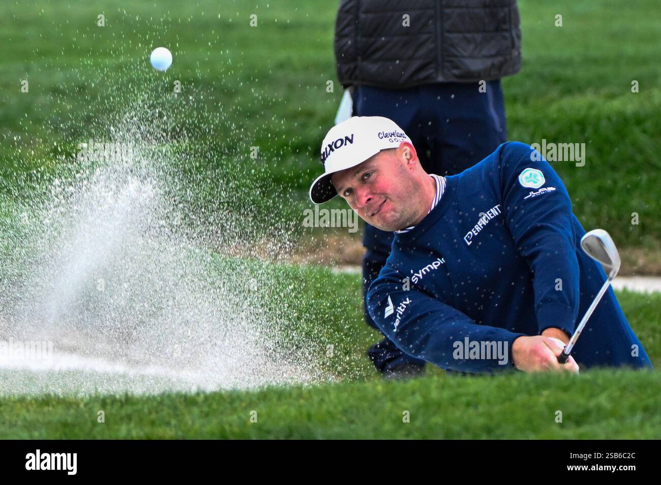 PEBBLE BEACH, CA - JANUARY 31: Sepp Straka (USA) hits from the trap on ...