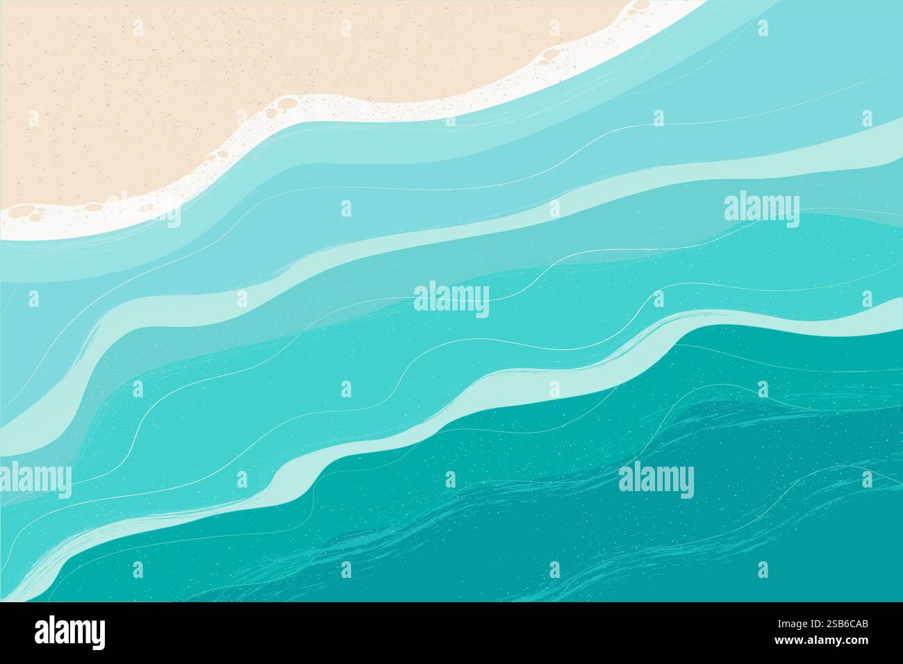 Beach, sand, seashore with blue waves. Top view of the sea coast ...