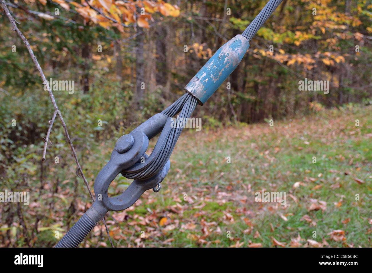 Heavy duty steel cable thimble with crimp end. Tension cable attached ...