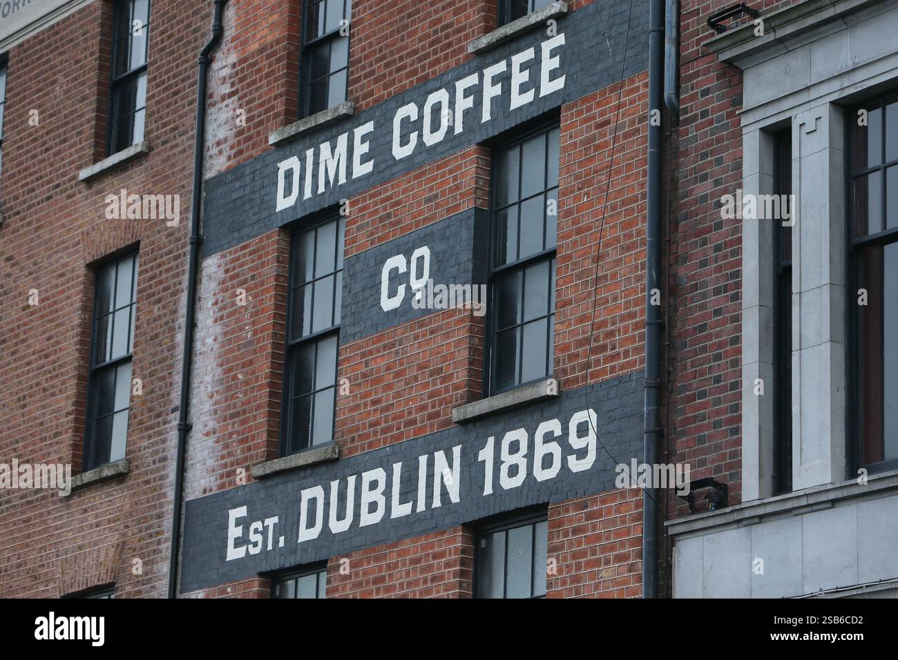 Dublin, Ireland - 28th January 2025 - large vintage signage with the words 'Dime Coffee Co. Est ...