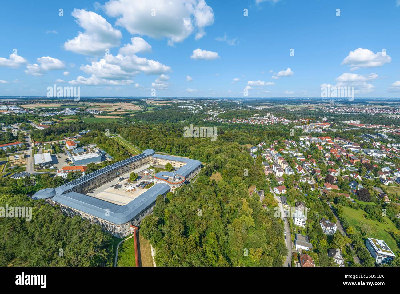 View of the university city of Ulm on the Danube around the Michelsberg ...